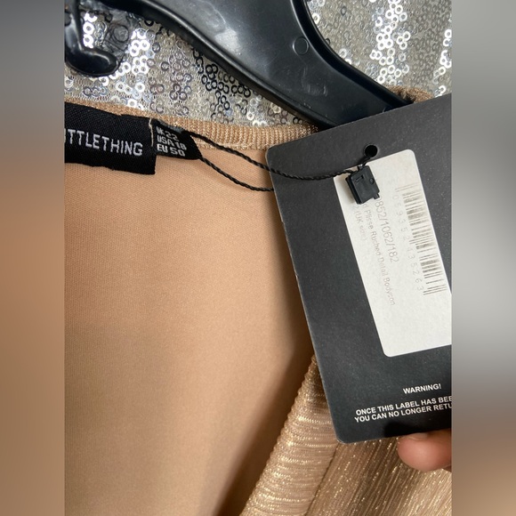 PrettyLittleThing | Dresses | Gold Plisse Ruched Bodycon Dress | Poshmark